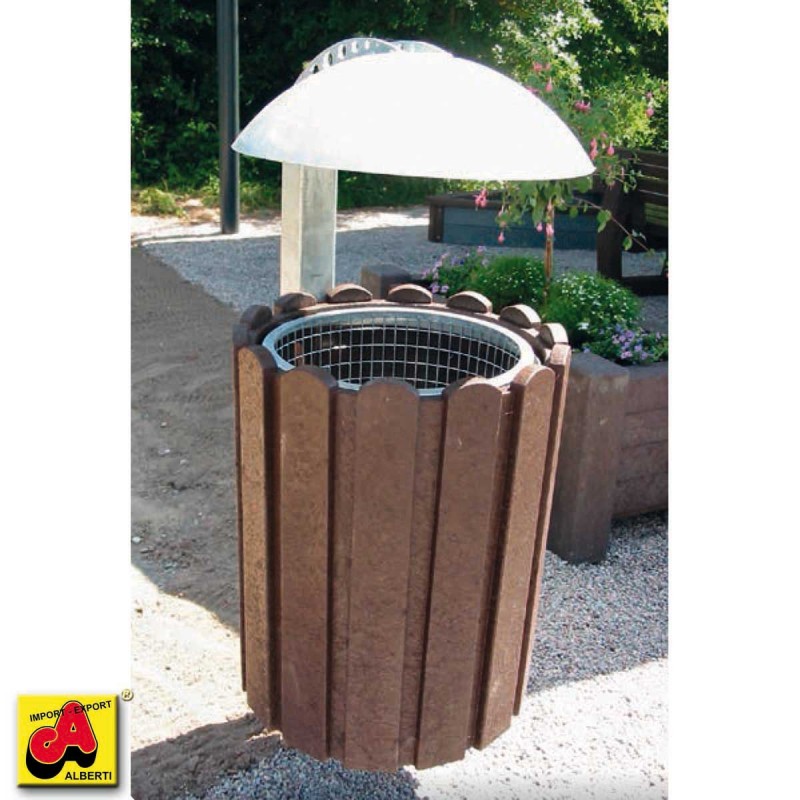 Cestino rifiuti Scori 42x48x160 con base e coperchio marrone pvc riciclato