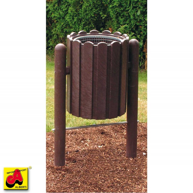 Cestino rifiuti Scori 63x42x132 con base e contenit.ribaltabile marrone ...